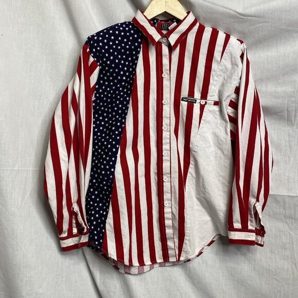 Mo Betta | Tops | 9s Western Stars Stripes Usa Patriotic Buttonup Shirt Size Medium Garth Vtg ...